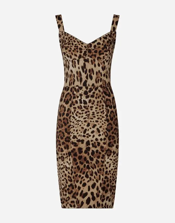 Dolce & Gabbana Leopard-print Cady Corset-style Midi Dress - Animal Print