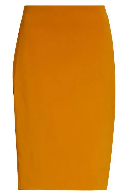 Saint Laurent Stretch Satin Midi Skirt - Ocre