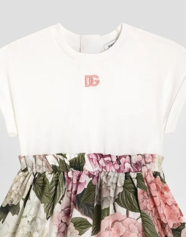 Dolce & Gabbana Hydrangea-print Jersey And Poplin Dress