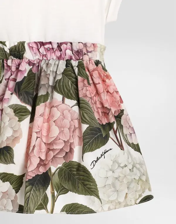 Dolce & Gabbana Hydrangea-print Jersey And Poplin Dress