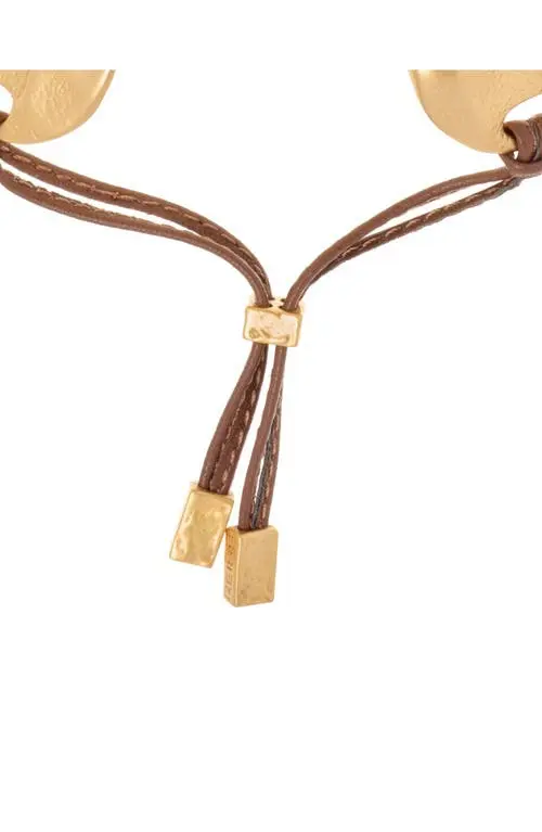 REISS Ona Leather Cord Bracelet - Gold Tone/tan