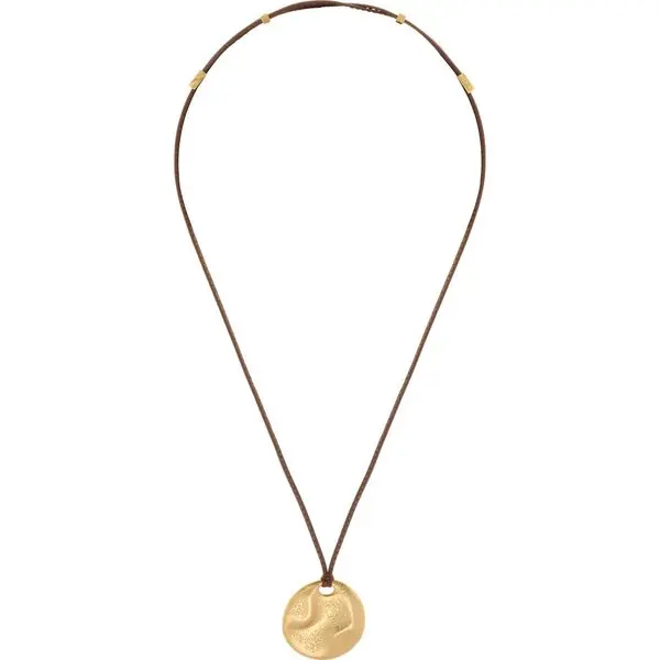 REISS Orla Leather Cord Pendant Necklace - Gold Tone/tan