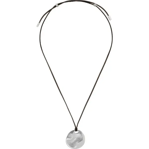 REISS Orla Leather Cord Pendant Necklace - Silver Tone/brown