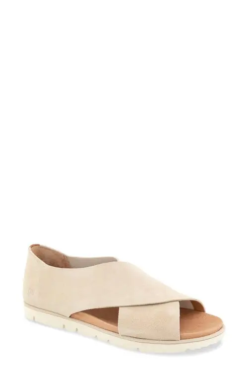 Gentle Souls Leslie Peep-toe Flat Sandal - Doe Suede