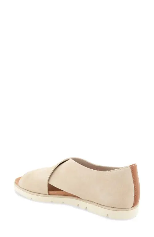 Gentle Souls Leslie Peep-toe Flat Sandal - Doe Suede