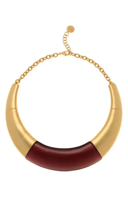 REISS Paige Choker Necklace - Gold Tone/burgundy