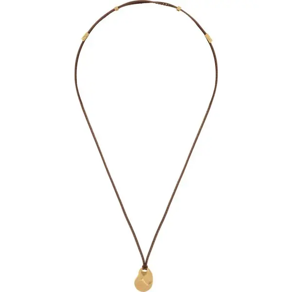 REISS Leather Cord Pendant Necklace - Gold Tone/tan