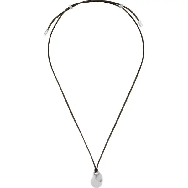 REISS Leather Cord Pendant Necklace - Silver Tone/brown