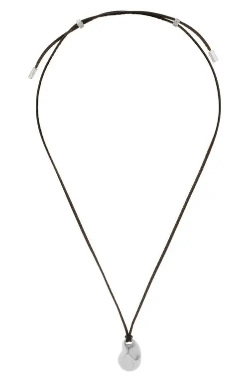 REISS Leather Cord Pendant Necklace - Silver Tone/brown