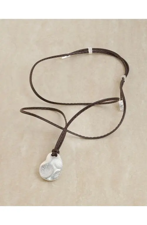 REISS Leather Cord Pendant Necklace - Silver Tone/brown