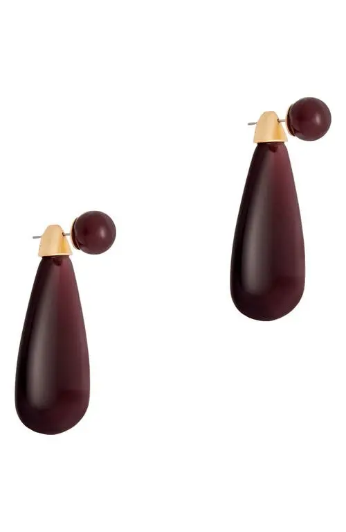 REISS Perla Polished Teardrop Earrings - Gold Tone/burgundy