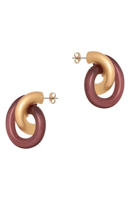 REISS Pixie Polished Knot Earrings - Gold Tone/burgundy