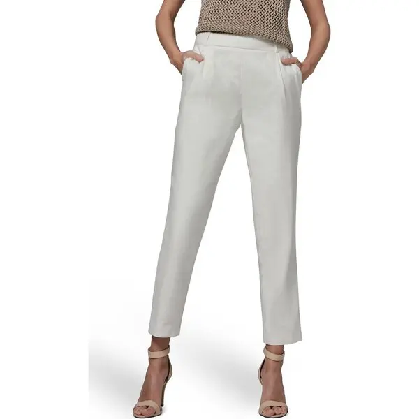 Donna Karan New York Linen Blend Straight Leg Ankle Pants - Cream