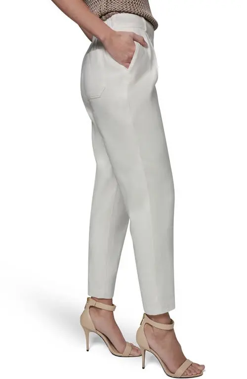Donna Karan New York Linen-blend Straight Leg Ankle Pants - Cream