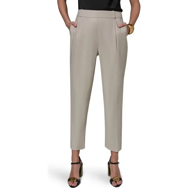 Donna Karan New York Linen Blend Straight Leg Ankle Pants - Tuscan Grey