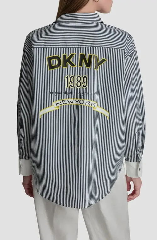 Dkny Stripe Logo Button-up Shirt