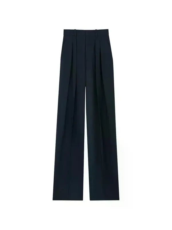 Saint Laurent Pleated Wide Leg Trousers - Blue