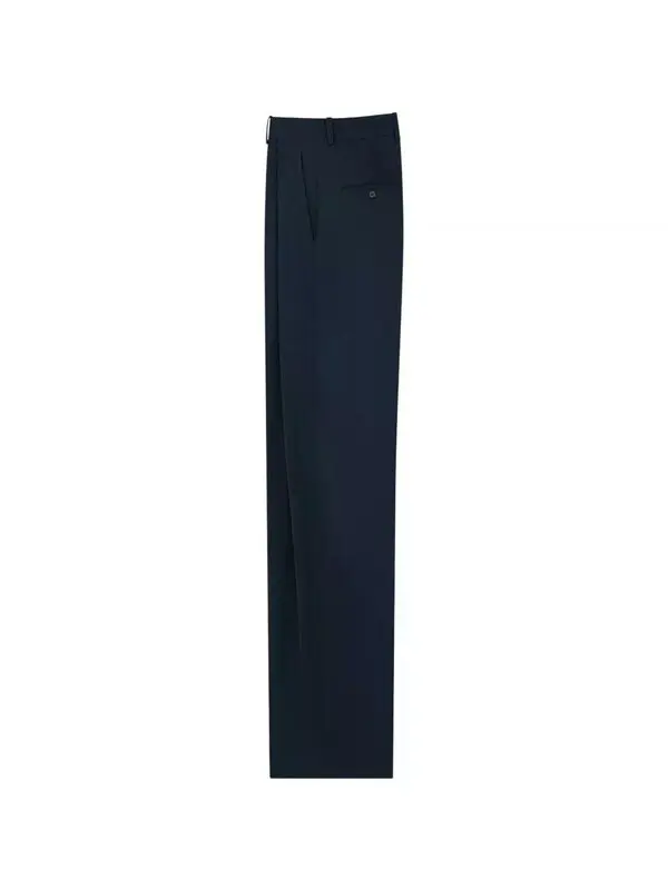 Saint Laurent Pleated Wide Leg Trousers - Blue
