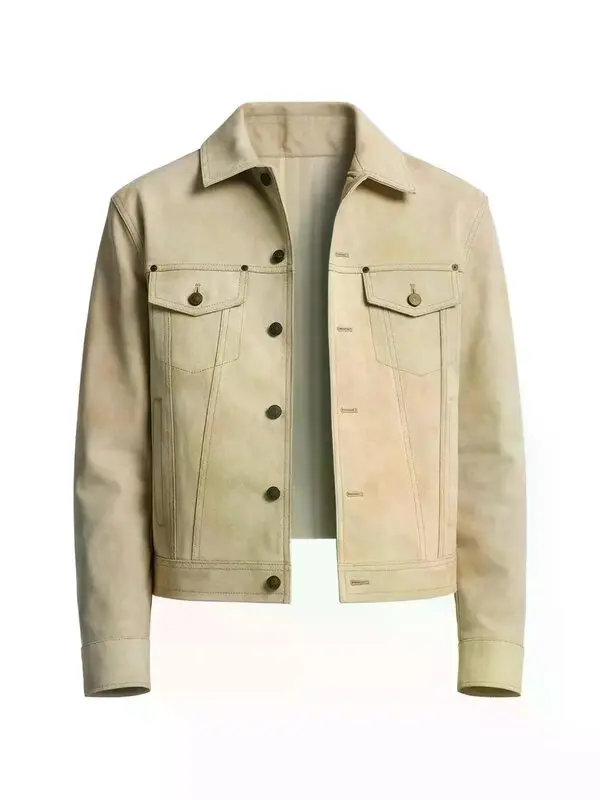 Dsquared2 Beige Leather Jacket With Button Fastening