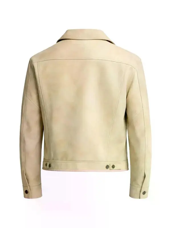 Dsquared2 Beige Leather Jacket With Button Fastening