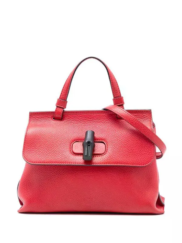 Gucci Leather Bamboo Daily Satchel - Red