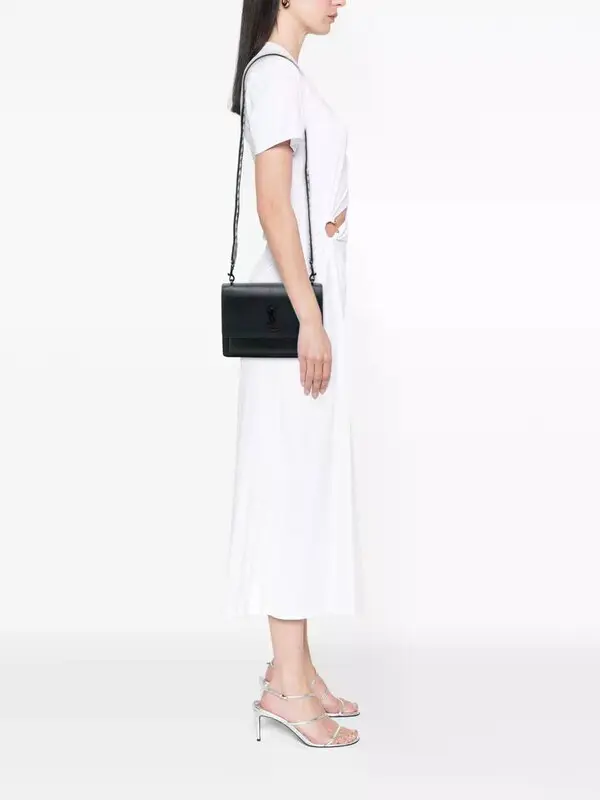Saint Laurent 2012-2025 Medium Grained Calfskin Monogram Sunset Crossbody Bag