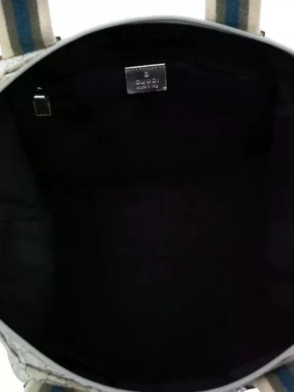 Gucci Gg Canvas Web Tote Bag - Silver