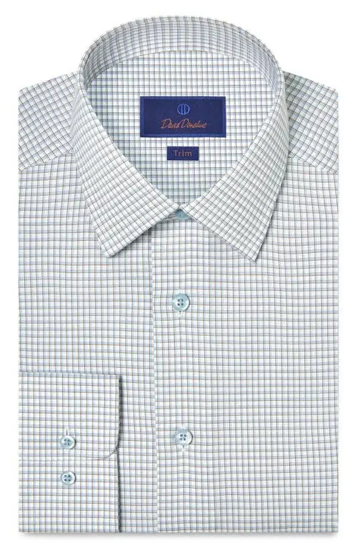 David Donahue Trim Fit Check Cotton Dobby Dress Shirt