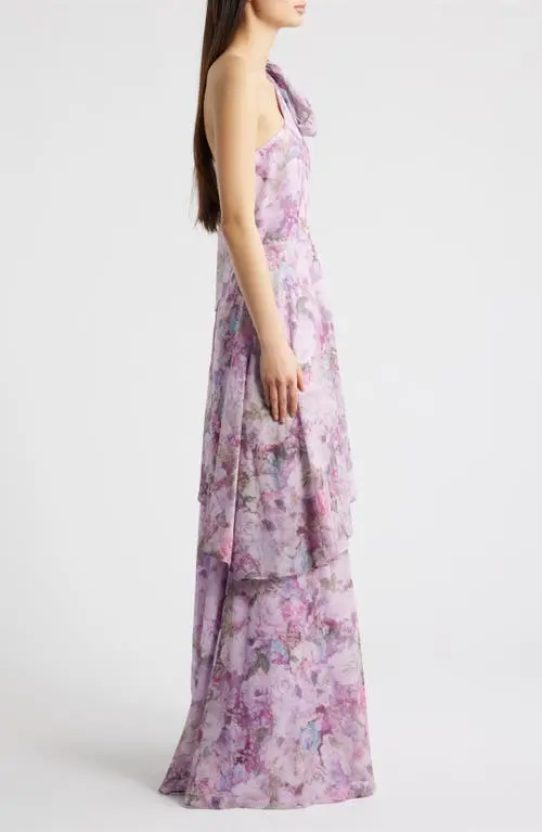 Lulus Amara Floral One-shoulder Gown - Lavender Floral