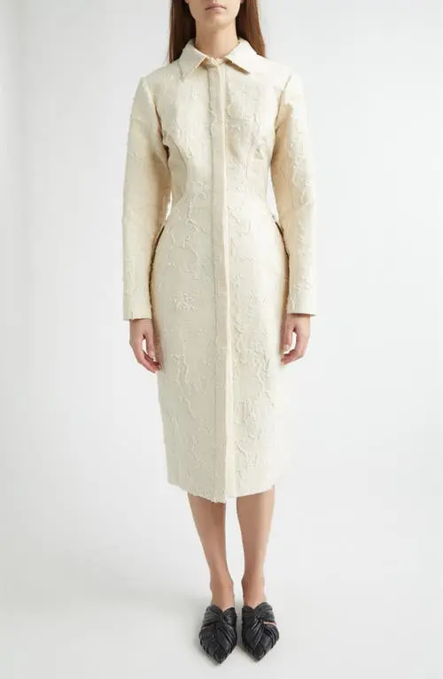 MERUERT TOLEGEN Floral Jacquard Cocoon Coat - Cotton Jacquard