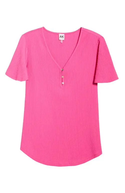 Anne Klein Flutter Sleeve V-neck T-shirt - Pink Berry