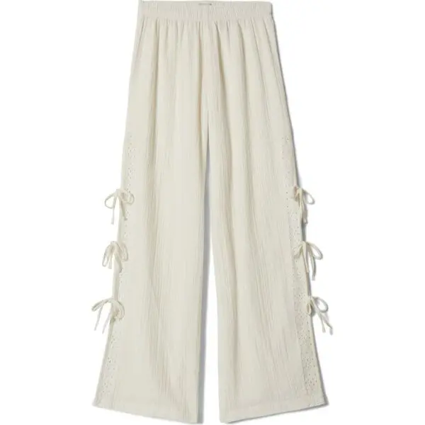 Brixton Seaside Eyelet Wide Leg Pants - Off White Eyelet