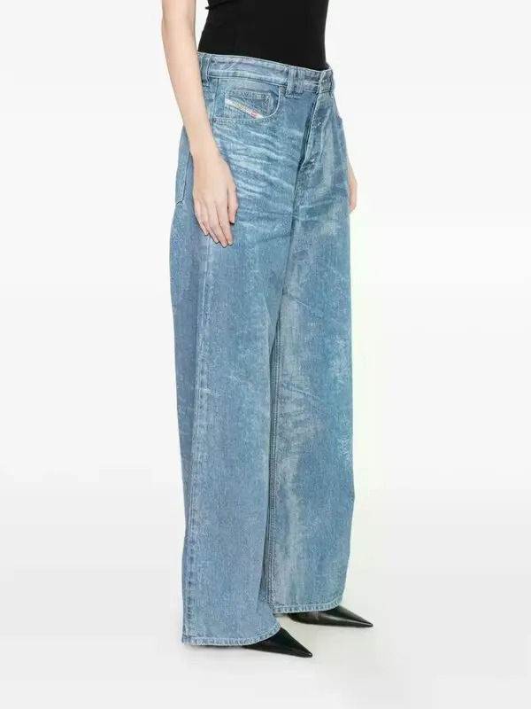 DIESEL® Logo Patch Wide Leg Jeans