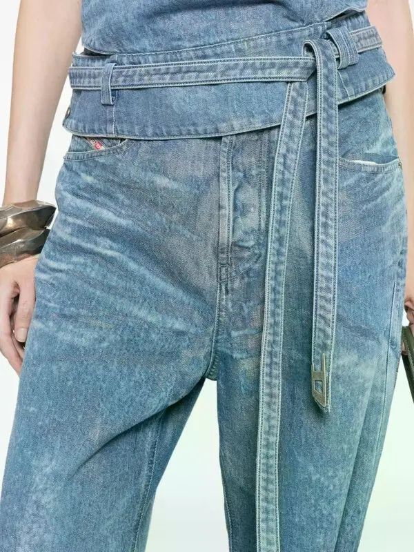 DIESEL® Logo Patch Wide Leg Jeans