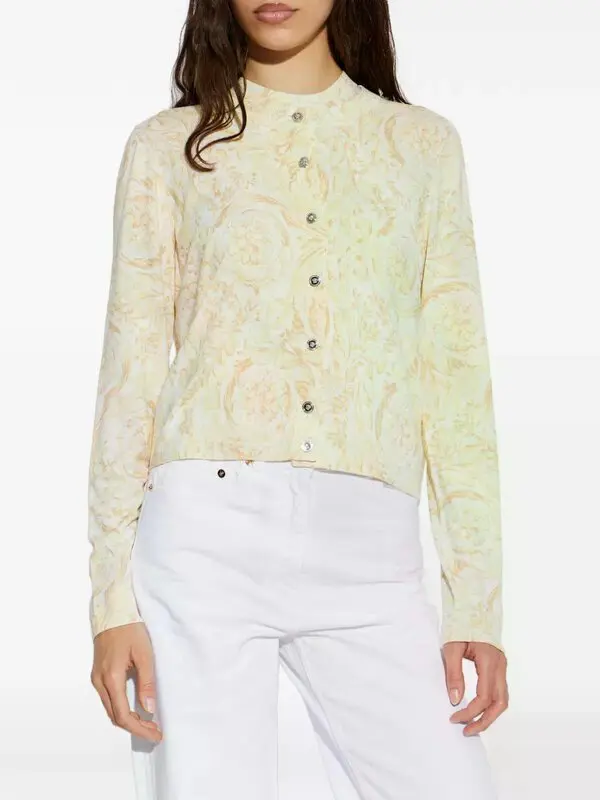 Versace Barocco Print Medusa Button Cardigan