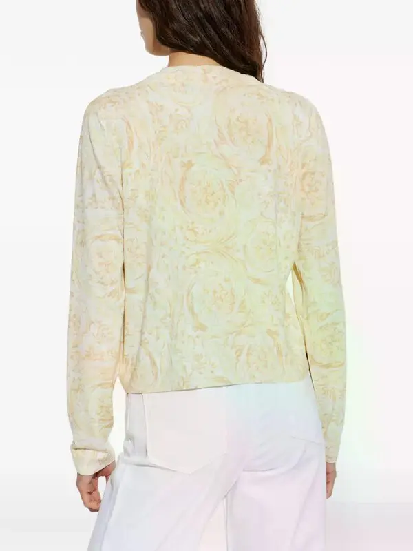 Versace Barocco Print Medusa Button Cardigan