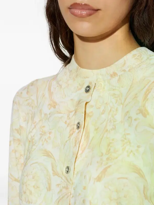 Versace Barocco Print Medusa Button Cardigan