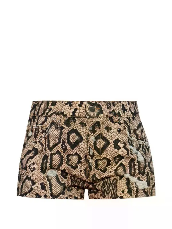 Amiri Snake Print Denim Shorts