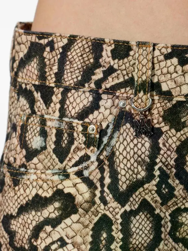 Amiri Snake Print Denim Shorts