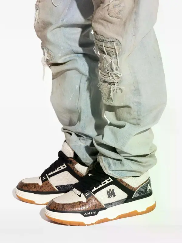 Amiri Ma-1 "sneakerssnake-debossed Leatherexaggerated Outsole - Neutrals