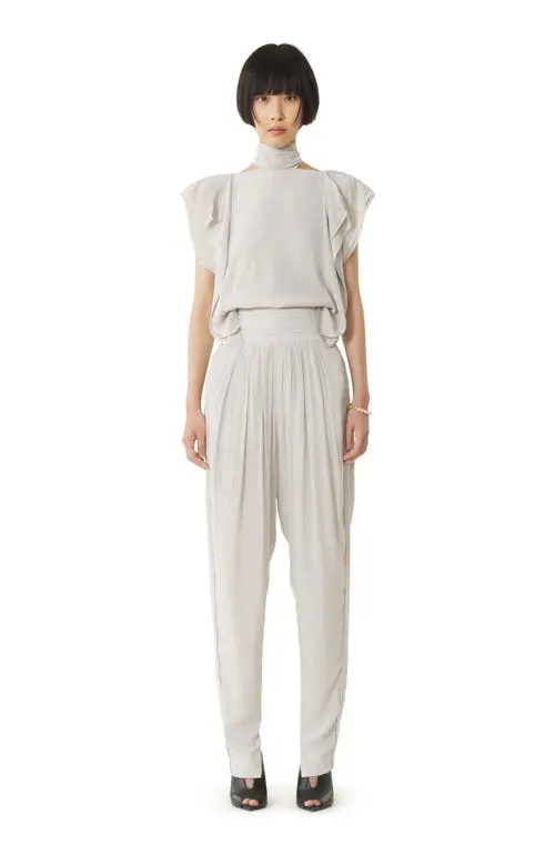 LANVIN Frilled Top In Charmeuse - White