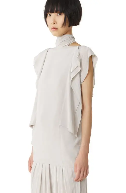 LANVIN Frilled Charmeuse Top - White