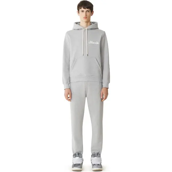 LANVIN Ribbon Logo Fleece Hoodie - Heather Grey