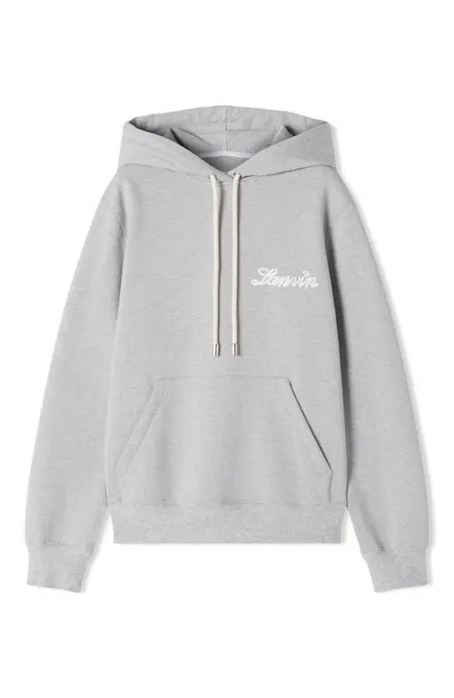 LANVIN Ribbon Logo Fleece Hoodie - Heather Grey