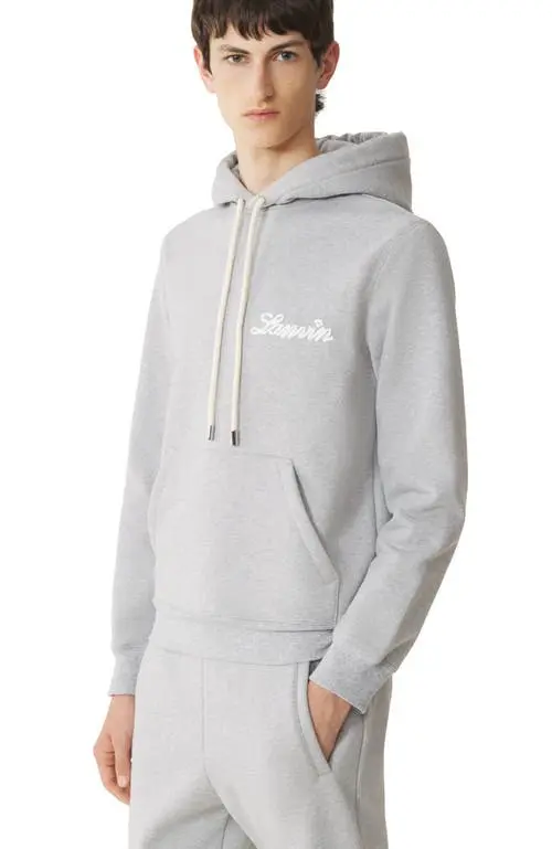 LANVIN Ribbon Logo Fleece Hoodie - Heather Grey