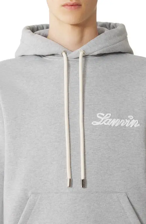 LANVIN Ribbon Logo Fleece Hoodie - Heather Grey
