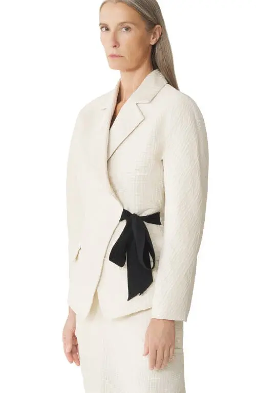 LANVIN White Belted Jacquard Jacket