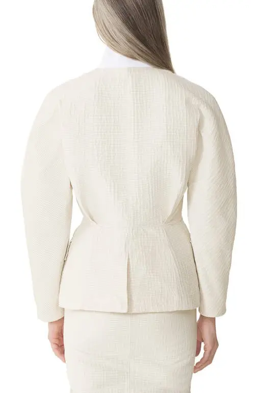 LANVIN White Belted Jacquard Jacket