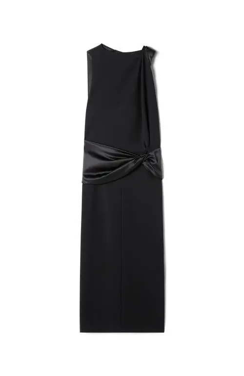 LANVIN Midi Dress In Jersey And Satin - Black