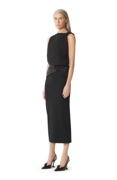 LANVIN Midi Dress In Jersey And Satin - Black